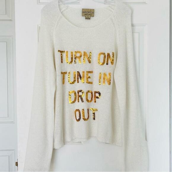 Wildfox | Sweaters | Wildfox White Label Drop Out Gold Sequin Oversized ...